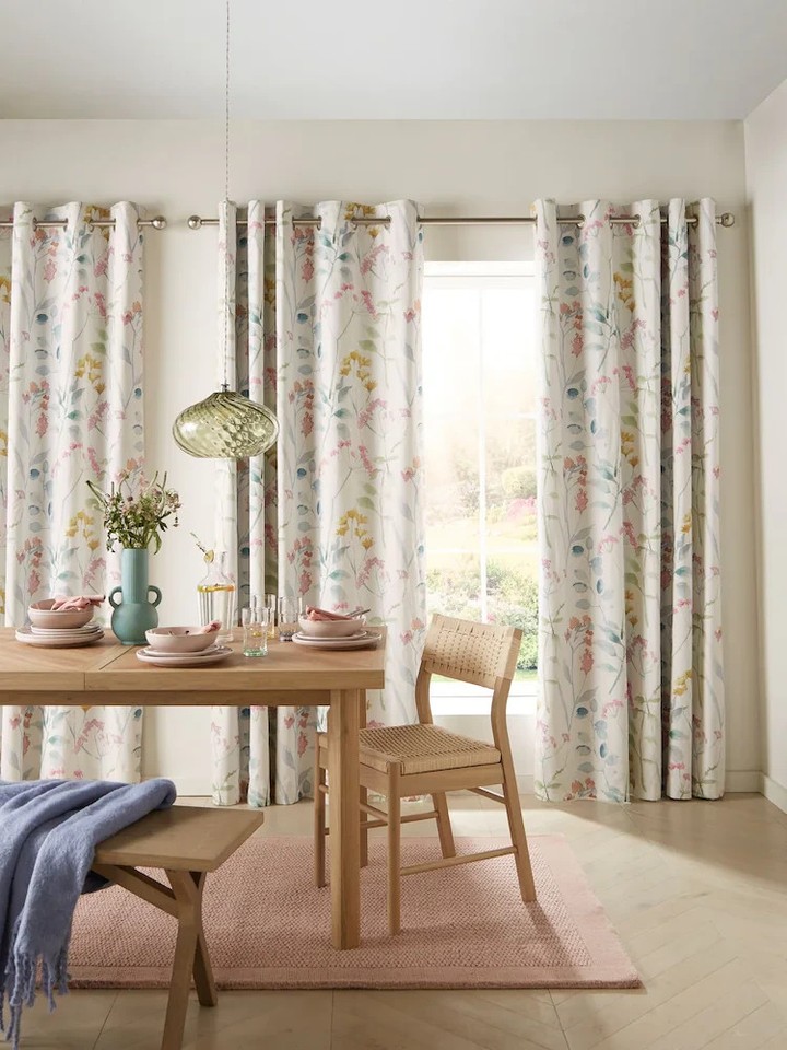 John Lewis Isla Floral Print BLACKOUT Curtains, EYELETS MULTI, W228 x ...