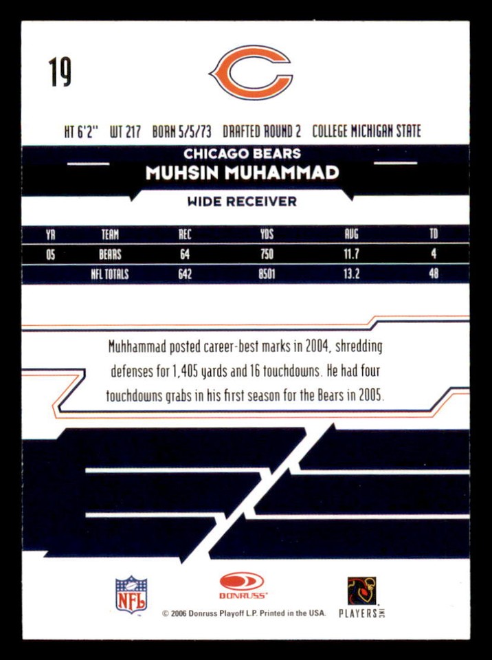 2006 Leaf Rookies & Stars #19 Muhsin Muhammad Chicago Bears | eBay