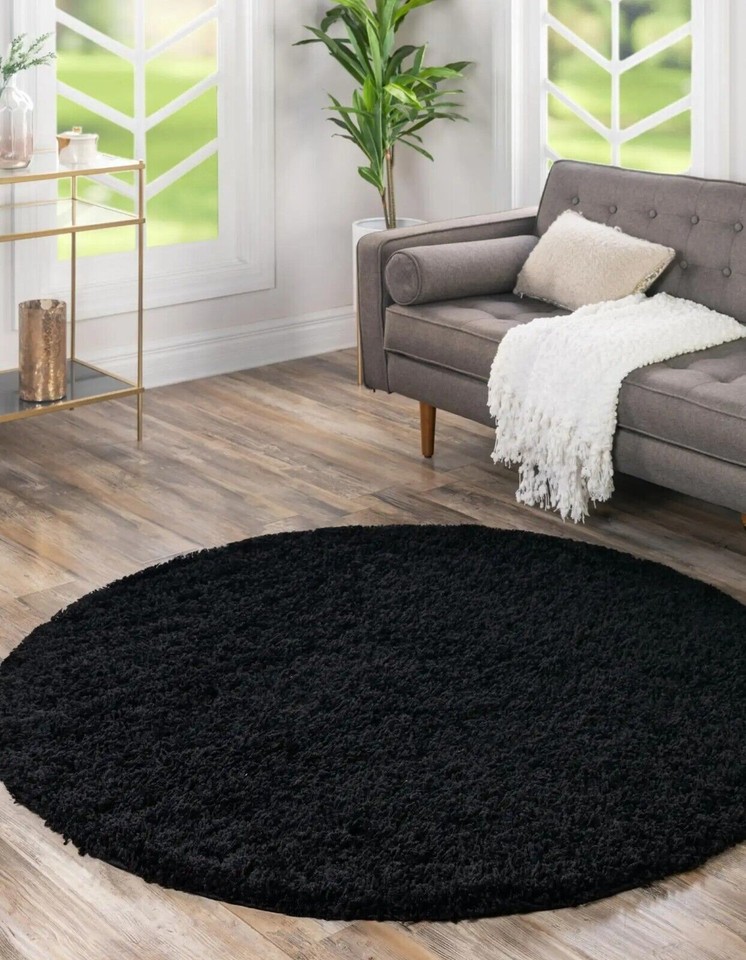 MODERN Circle Round Verona Shaggy Rugs Thick Pile Floor Round Mats Area ...