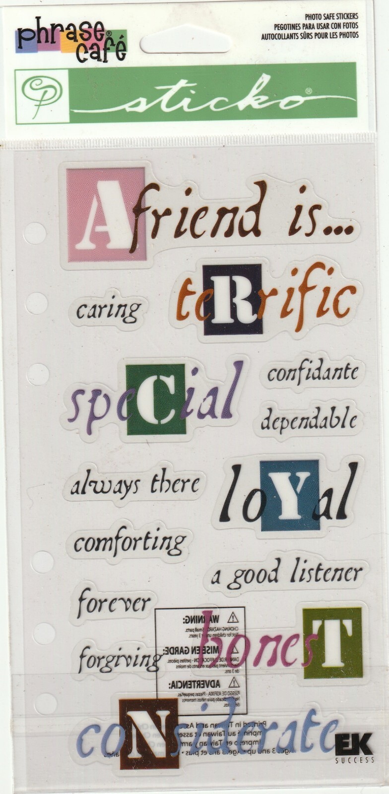 Vintage Sticko Phrase Cafe stickers A FRIEND IS... theme 64136 FAST ...