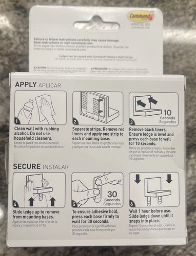 3M Command, 1 Pack of 2 Shelves, Quartz Color, Display Ledges, HOM23Q ...