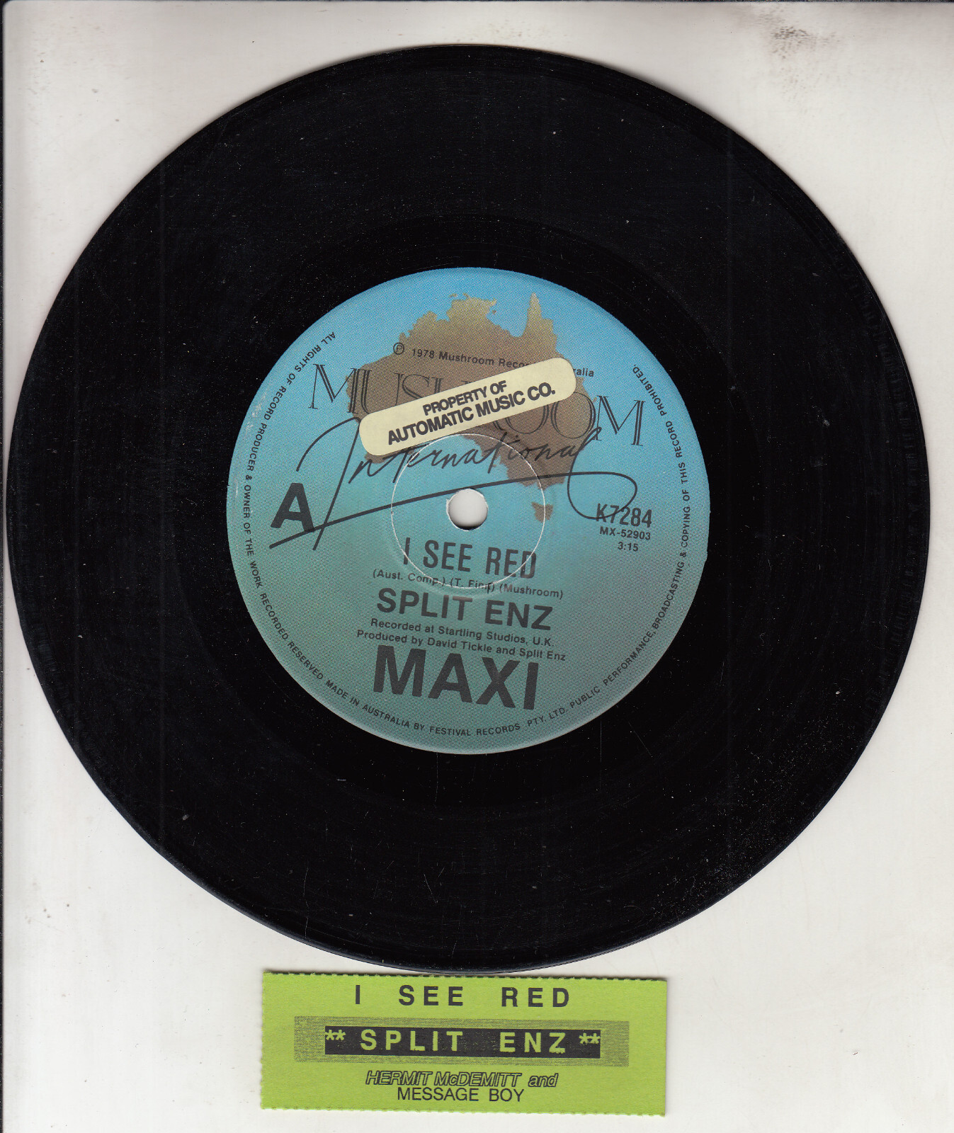 SPLIT ENZ I See Red 7" 45 rpm vinyl record + juke box title strip | eBay