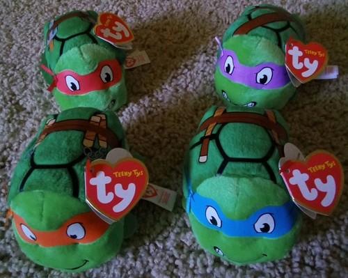 Four New TY ~ Ninja Turtles Beanie Boos ~ Teeny Tys ~ w/Original Swing ...