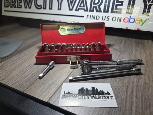 Vintage New Britain 1/4" drive socket set With Breaker Bar & Ratchet ...
