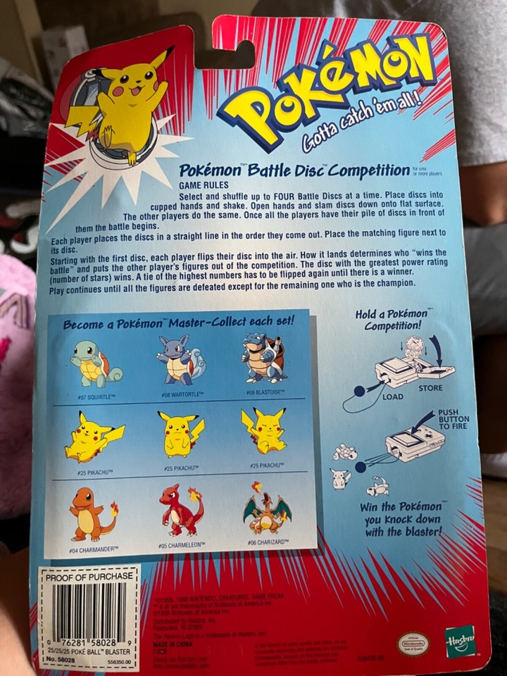 Pokemon Poke Ball Blaster/Battle Discs #25 Pikachu 1998 Hasbro Nintendo ...