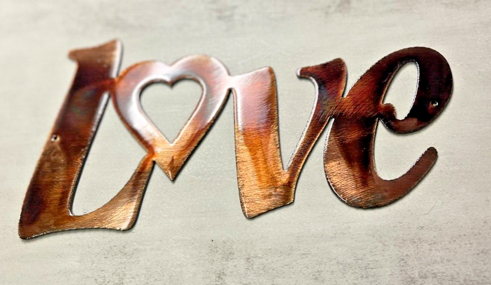 Decorative Love Word Sign - Metal Wall Art - Copper 11 1/4" x 5 3/4" | eBay