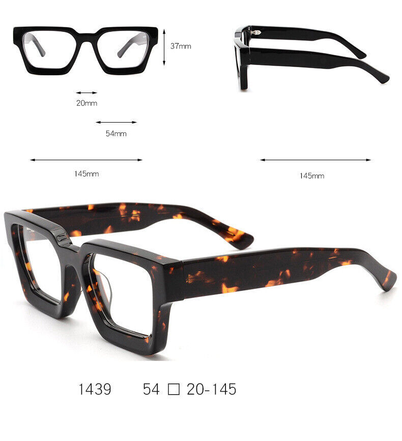 Deluxe Thick Acetate Retro Full Rim Eyeglass Frames Square Spectacles ...