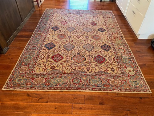 6.5x9Ft, Red Tan Blue White, Kush Handmade Vintage Rug, Turkish Rug ...