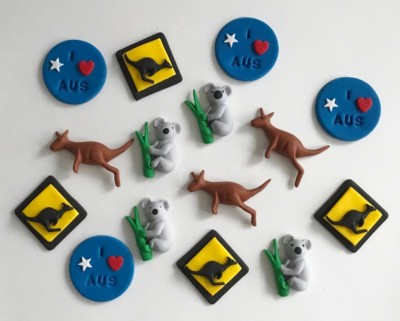 AUSTRALIA DAY - CAKE & CUP CAKE TOPPERS X 12 - APPROX 5CM EACH... WOW ...