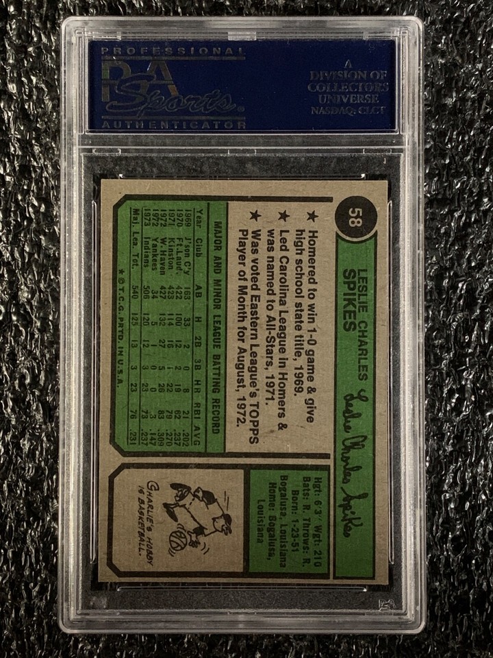 1974 Topps Baseball #58 Charlie Spikes PSA 9 | eBay