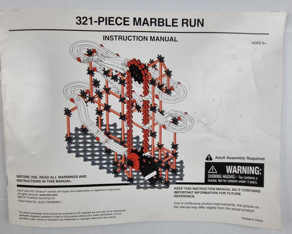 F.A.O Schwarz Marble Run/321 Piece Kinetic Toy. Learn AS You Play ...