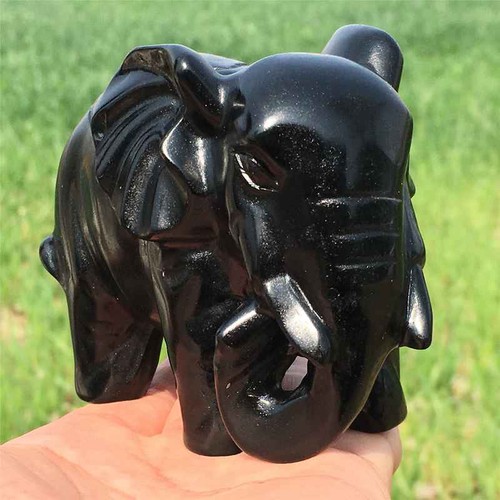 0.44kg Natural obsidian elephant carved Quartz Crystal skull Healing | eBay