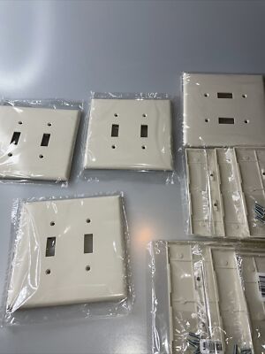 10 Eaton Light Almond JUMBO 2-Gang Toggle Switch Covers Oversized ...