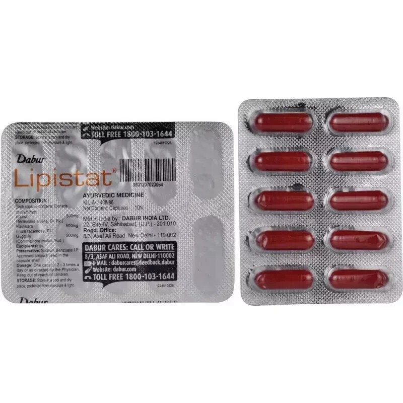 Lipistat Capsules with Arjuna and Guggulu 10 Caps Cholesterol Herbal ...