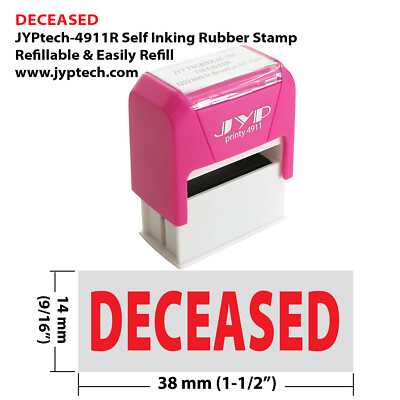 Deceased - JYP 4911R Self Inking Rubber Stamp (Red Ink) | eBay