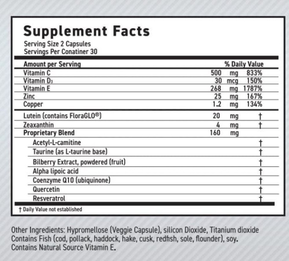 MaxiVision Ocular Formula AREDS2 Eye Multi Vitamins Lutein Zeaxanthin ...