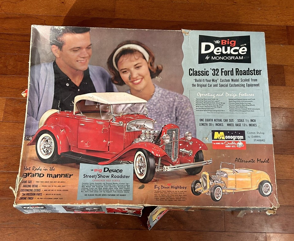 VINTAGE 1963 MONOGRAM THE BIG DEUCE CLASSIC '32 FORD ROADSTER MODEL KIT ...