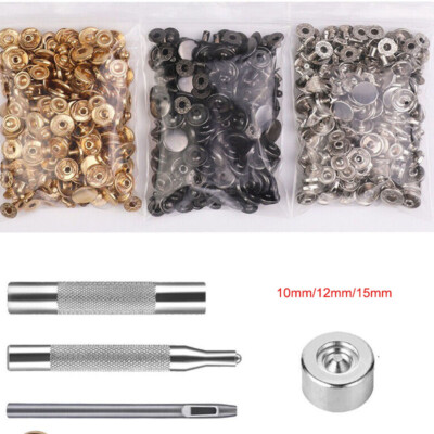 Leather Snap Fasteners Kit 10/12/15mm Brass Button Snaps Press Studs ...