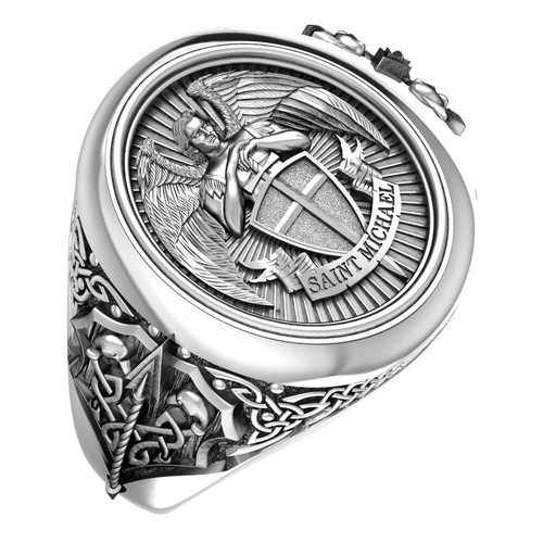 925 Sterling Silver Archangel Michael Ring St. Michael Protect Us ...