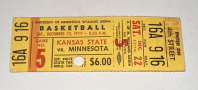 Kansas State Minnesota Gophers Ticket Stub Kevin McHale Trent Tucker 12 ...