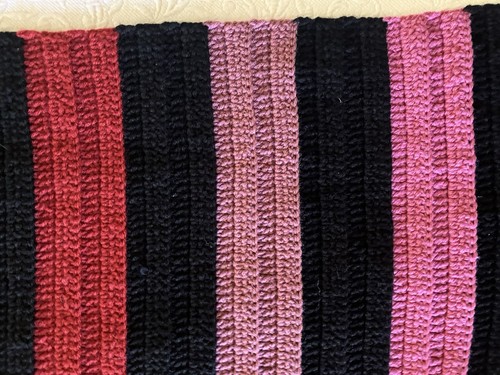 Amish Color Block Crocheted Afghan Blanket Throw 56" x 34" Black Purple ...