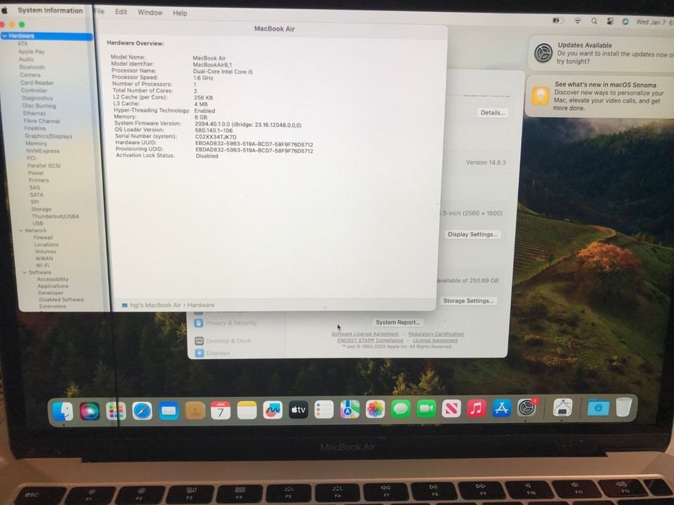 Apple MacBook Air 2018 13'' i5 1.6GHZ 8GB 256GB A1932 Silver Bad Screen ...
