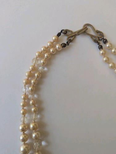 Vintage Clasp 18” 2 Strand Hand Knotted Off White Faux/Glass Pearl ...