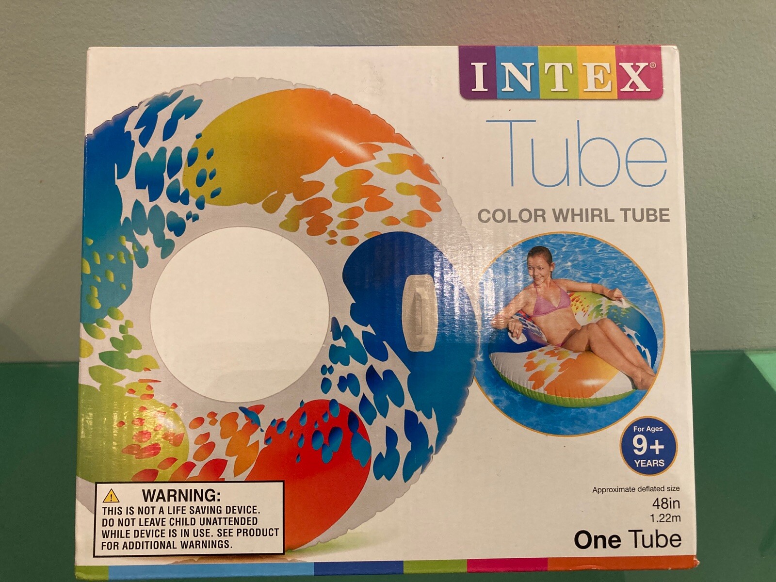 Intex INFLATABLE TUBE - 48” COLOR WHIRL Tube* 2 Heavy Duty Handles Dual ...