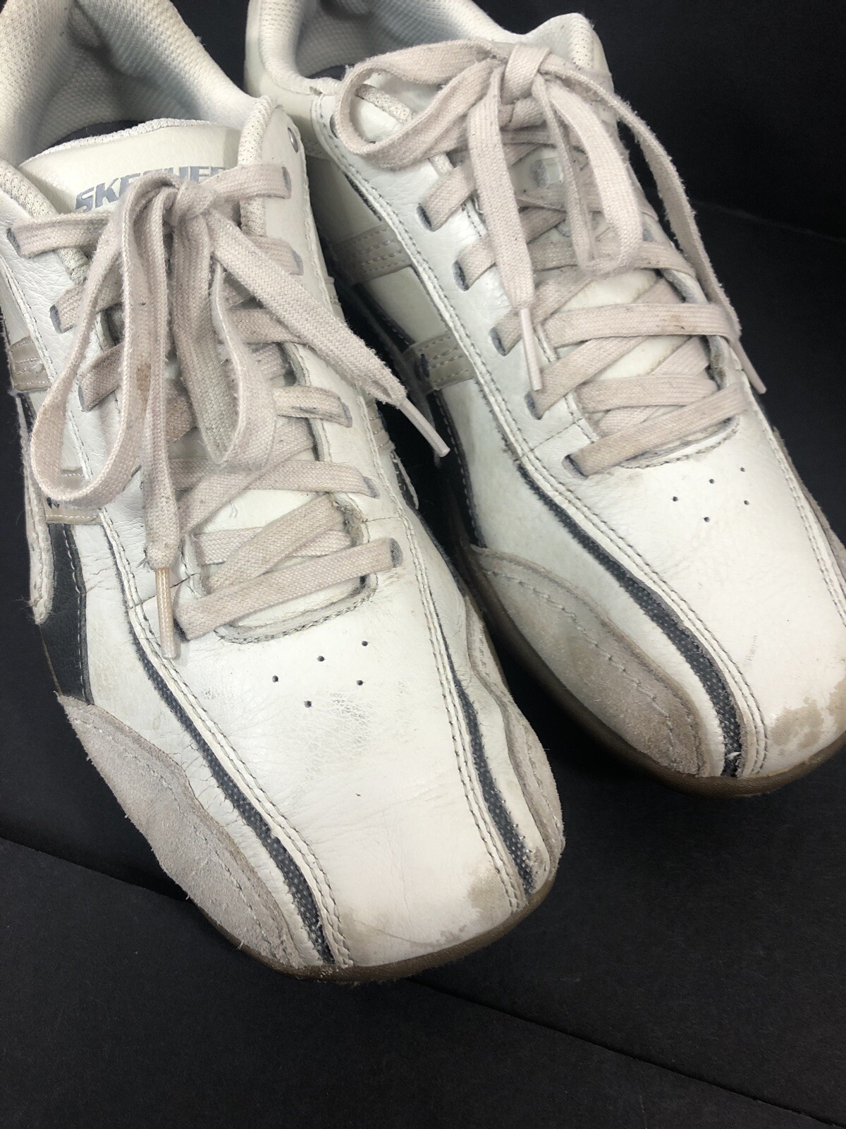 Skechers Relaxed Step Ivory Tan Leather Casual Lace U… - Gem