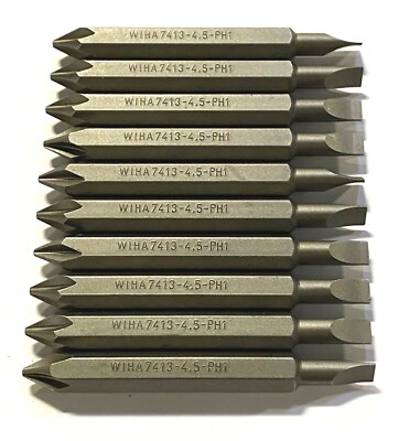 Wiha 4.5 + #1 Slotted Phillips Double End Bit Impact Resistant 10 Pack ...