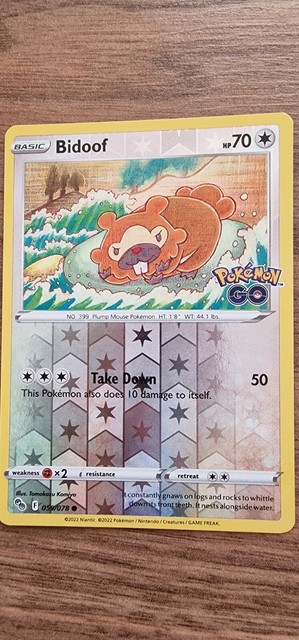 Pokémon TCG Bidoof Pokemon GO 059/078 Reverse Holo Common for sale online | eBay