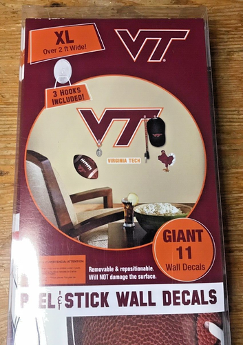 Virginia Tech Hokies Giant Peel Stick Wall Decals New Sealed Football ...