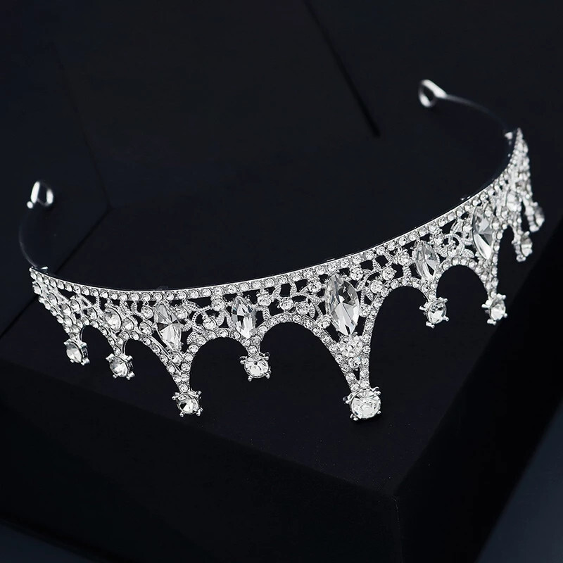 Crystal Silver Tiara Crown Princess Queen jewelry bridal gift prom ...