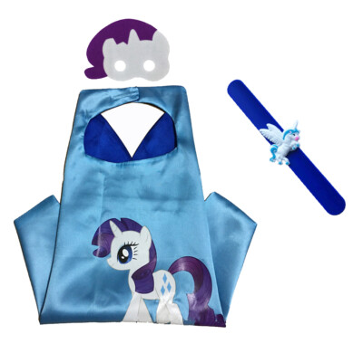 5 PC Rarity My Little Pony Costume Set—Cloak/Cape, Mask & Pops Ring Age ...