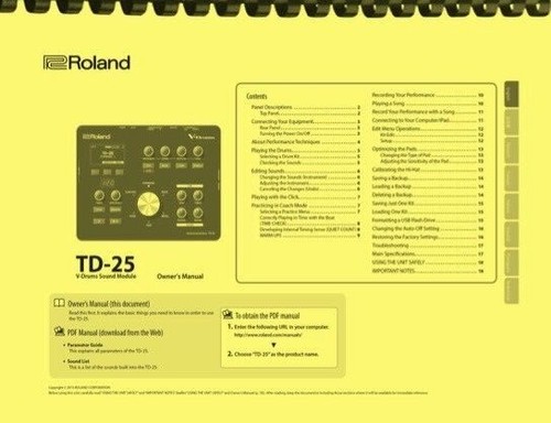 Roland TD-25 Drum Sound Module 4-in-1 Owner's Manual | eBay