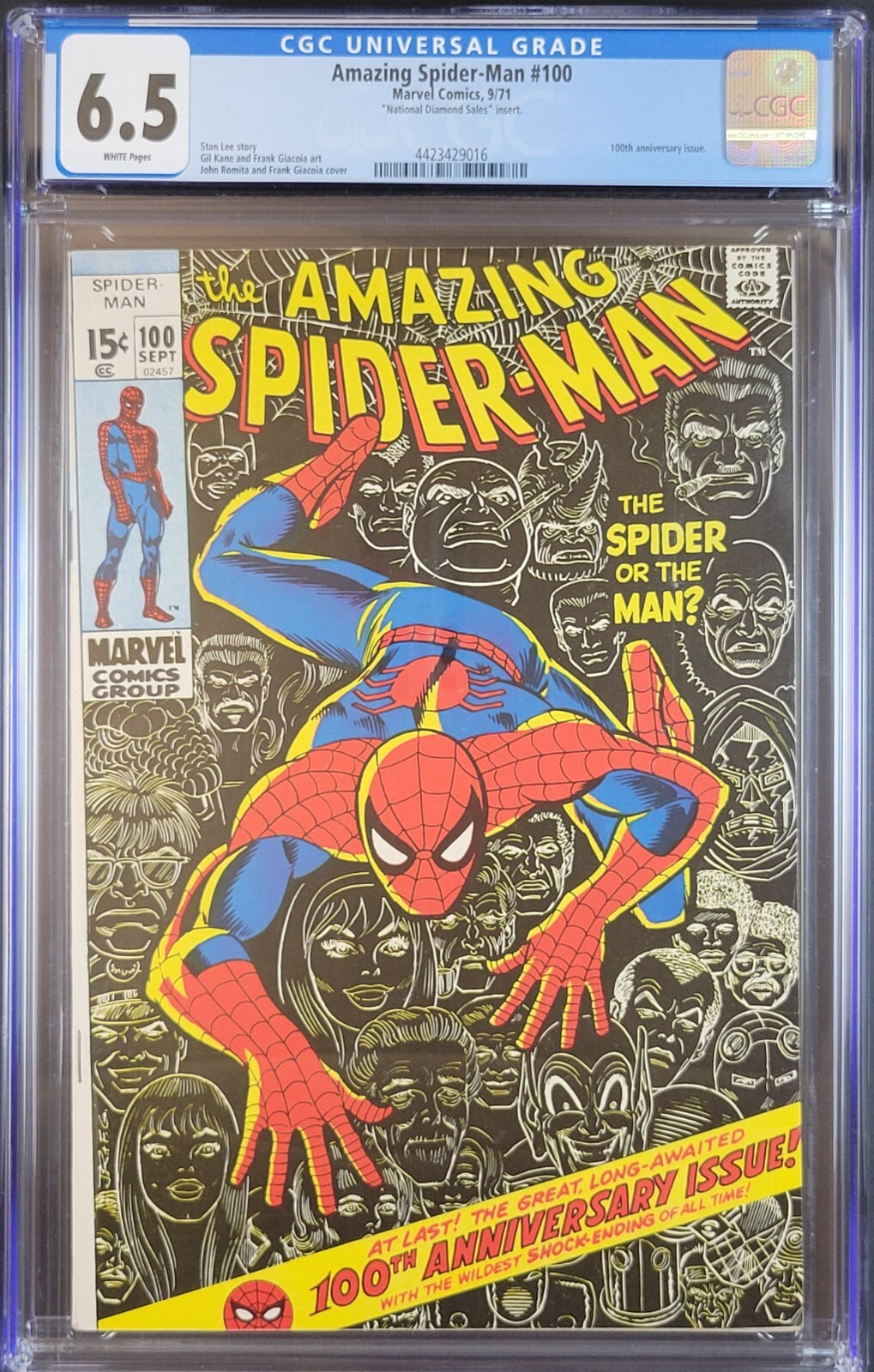 AMAZING SPIDER-MAN #100 CGC 6.5 White Pages National Diamonds Insert ...
