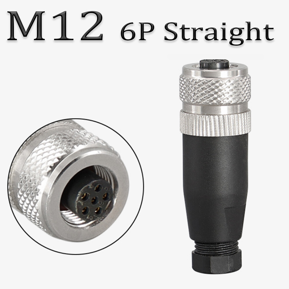 M12 Sensor Connector 6Pin Male/Female 6 Pins Straight Wireable ...