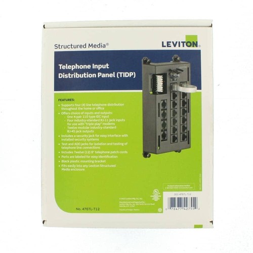BRAND NEW Leviton 476TL-T12 EB 1/4 Telephone Input Distribution Panel ...