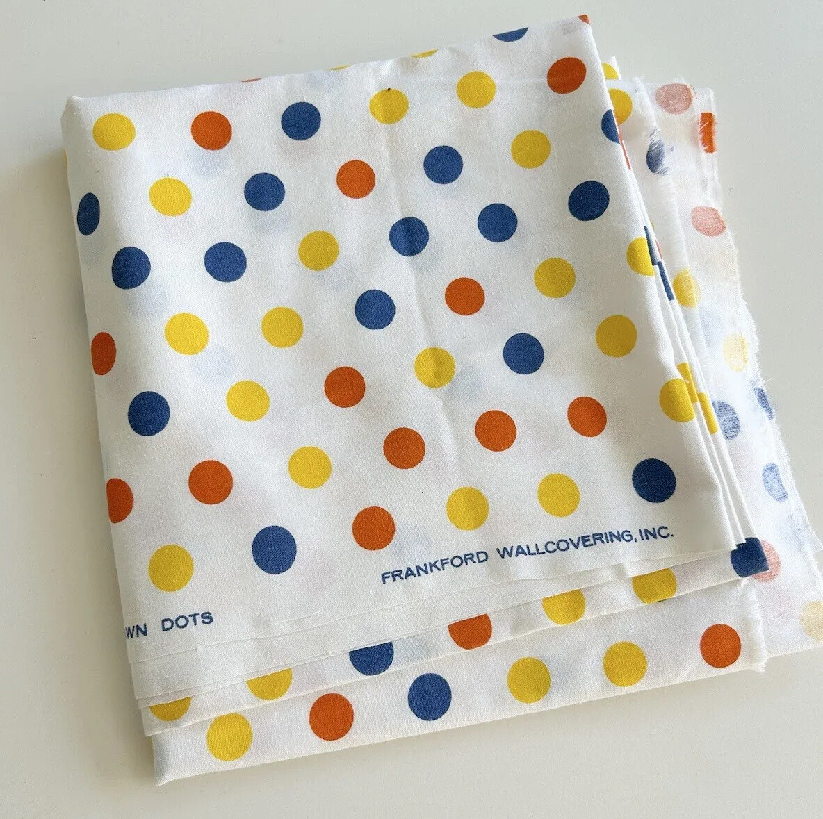 Vintage MCM Fabric Primary Color Dots Frankfort Wallcovering 48x102 ...