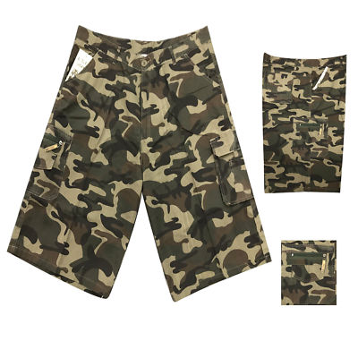 MEN'S ARMY 3/4 ELASTICATED WAIST MILITARY CARGO COMBAT LONG SHORTS | eBay
