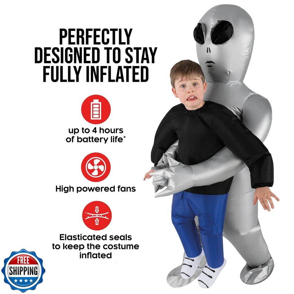 Morph Silver Kids Alien Costume, Alien Inflatable Costumes for Boys ...