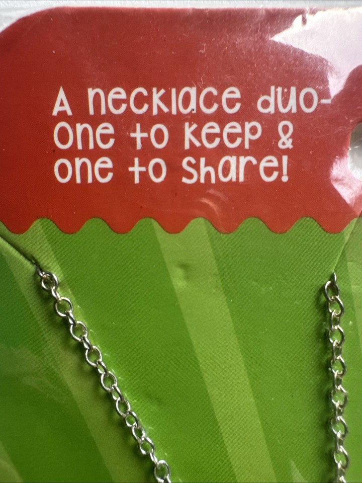 Duo Heart Best Friend Enamel Hamburger Fries Friendship Necklace Silver ...