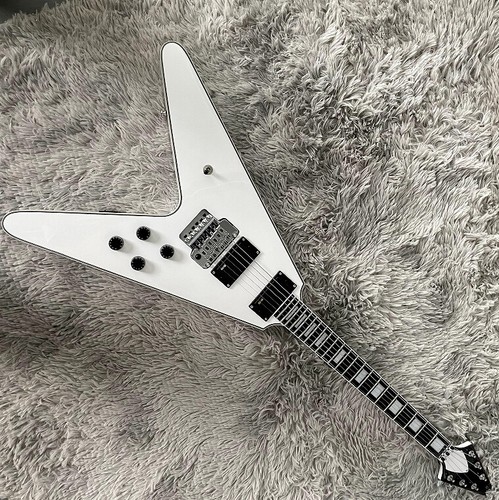 New Electric Guitar Flying V White Tremolo H-H Pickups Chrome Hardware ...
