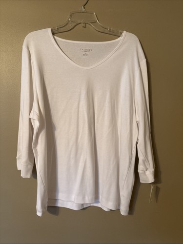 Talbots NWT V Neck White Knit Top, Size 2X, Smoke Free Home | eBay