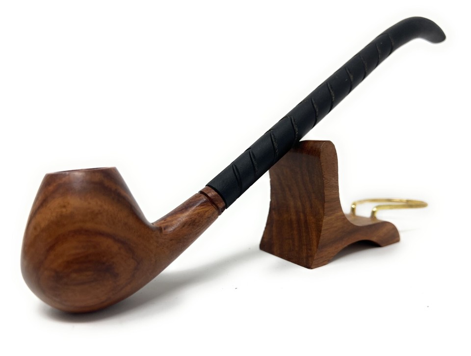 10' Churchwarden Hobbit Gandalf bent stem Tobacco Pipe + Pipe Stand ...
