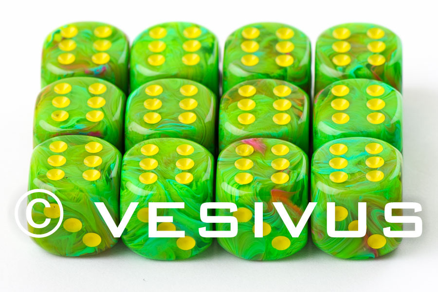 DICE Chessex VORTEX SLIME GREEN Marble Swirl 12d6 d6 Block D&D RPG ...