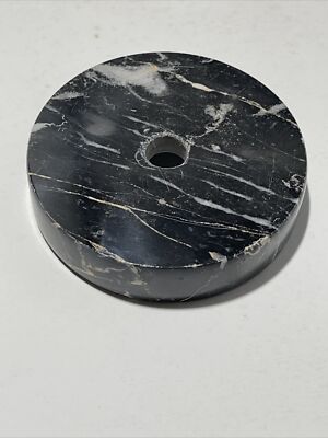 Vintage 3 1/2 Round Black Marble Lamp Base for Restoration - Made in ...