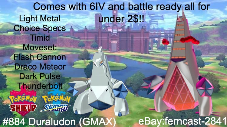 Pokemon Sword And Shield Shiny GMAX Duraludon 6IV Battle Ready Fast ...