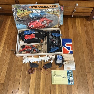 Vintage Strombecker Road Racing Slot Car Set #9950 W/Cars And Manual ...