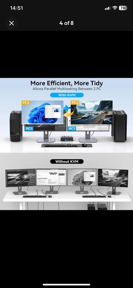 CMSTEDCD HDMI + Displayport KVM Switch Dual Monitor 8K@60Hz 4k@120Hz ...